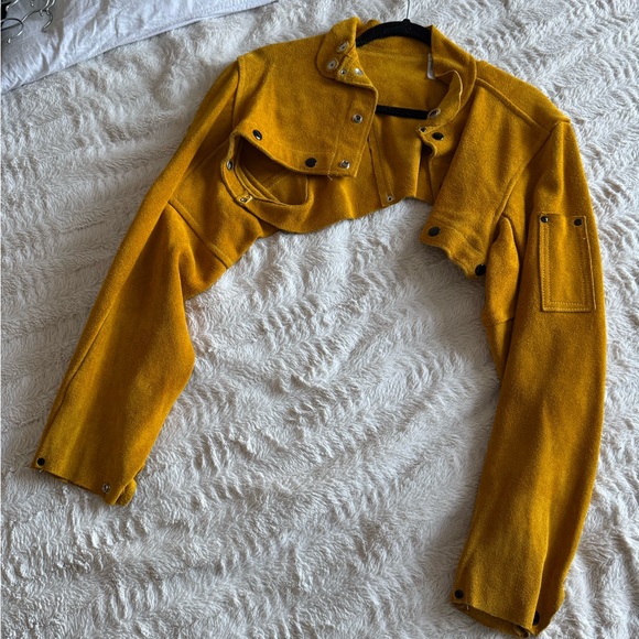 Source Unknown | Jackets & Coats | Stylish Yellow Cropped Jacket | Poshmark